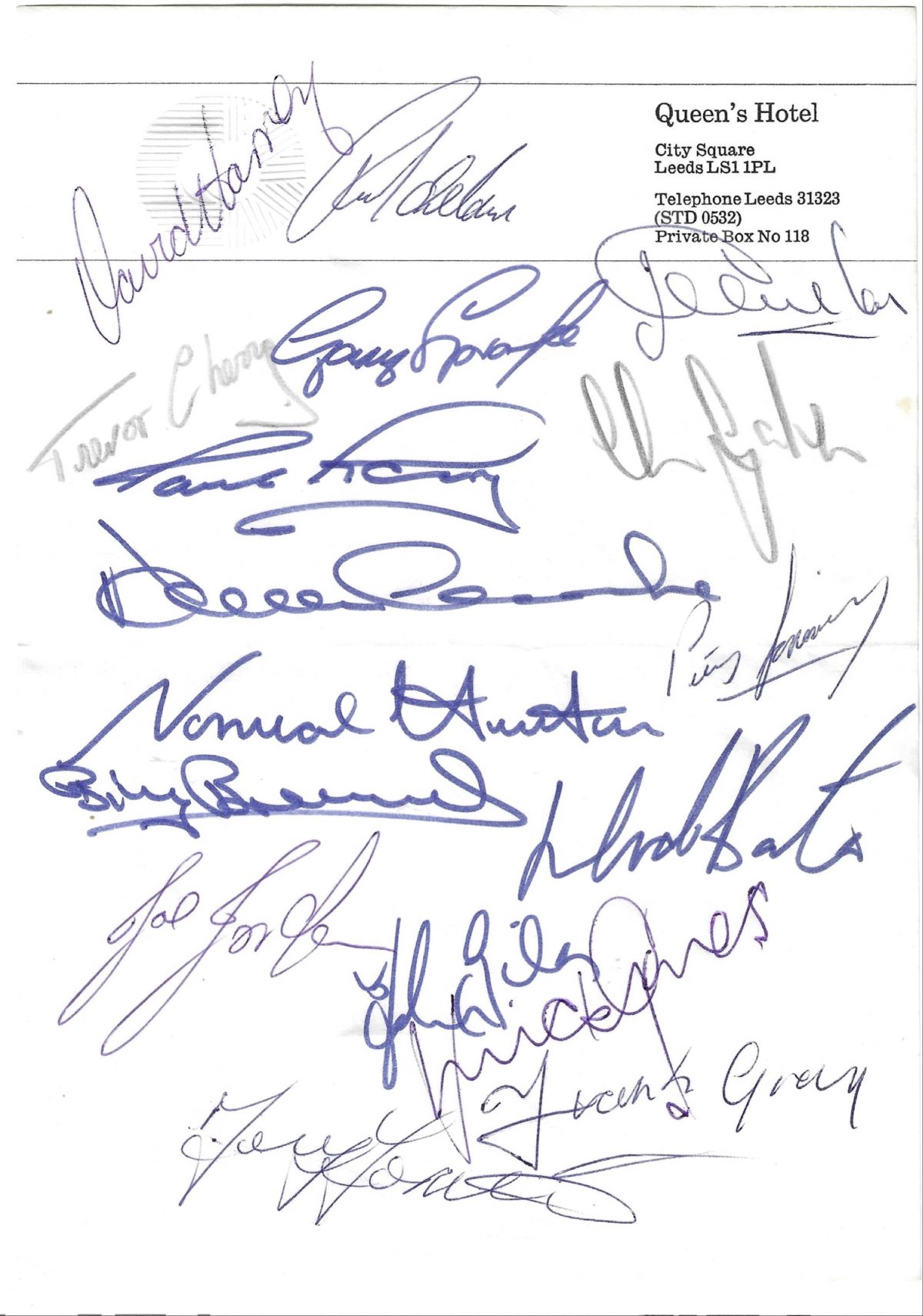 Leeds United Greatest Team Ever – Original Autograph Sheet (only 1 ...